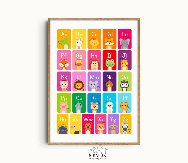 Printable Educational Posters for Preschool Kids Alphabet Wall Art for ...