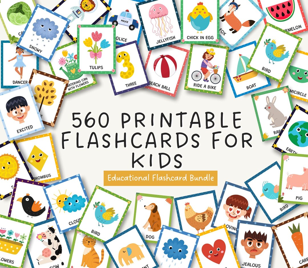 Printable Kids Flashcards Bundle for Learning 560 Educational Cards for ...