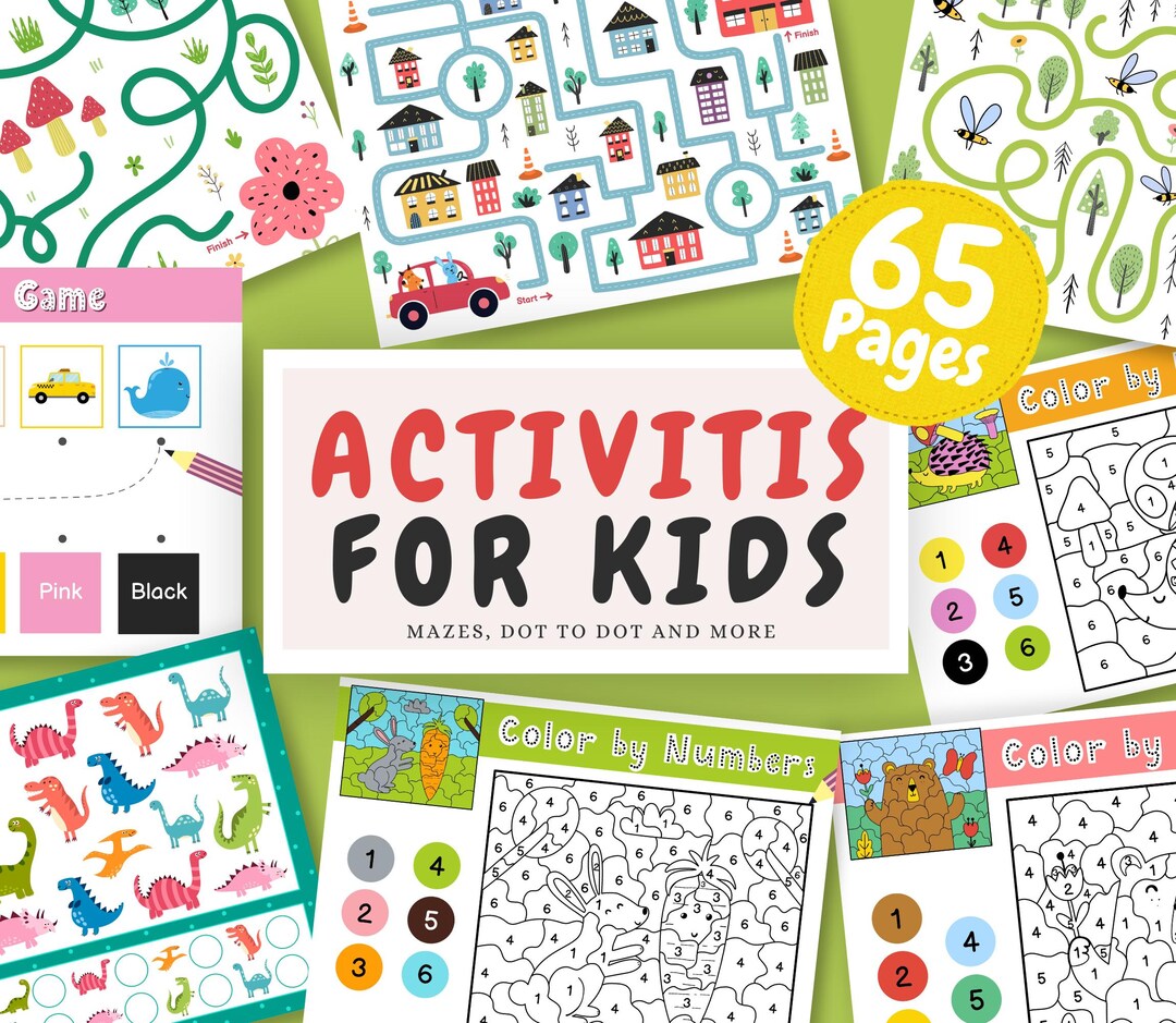 Printable Activity Sheets for Kids, Color by Numbers, Dot to Dot, Mazes ...