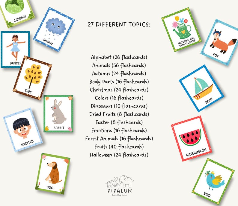 Printable Kids Flashcards Bundle for Learning 560 Educational Cards for ...