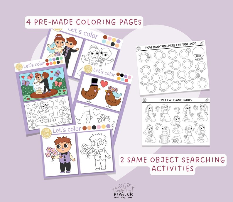 Printable Wedding Games for Kids Event Entertainment for Children Table ...