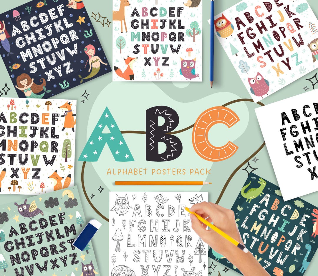 Colorful Alphabet Posters for Kids, Alphabet Learning Wall Art for ...