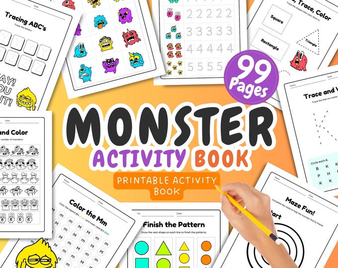 Monster Activity Book for Kids – Fun Tracing, Coloring, Mazes, Letters ...