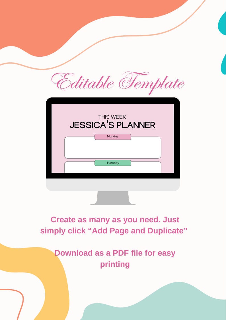 Weekly Planner Printable for Kids – Fun & Colorful Digital Download - Etsy