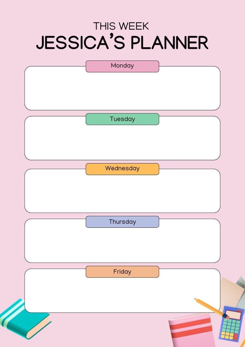 Weekly Planner Printable for Kids – Fun & Colorful Digital Download - Etsy