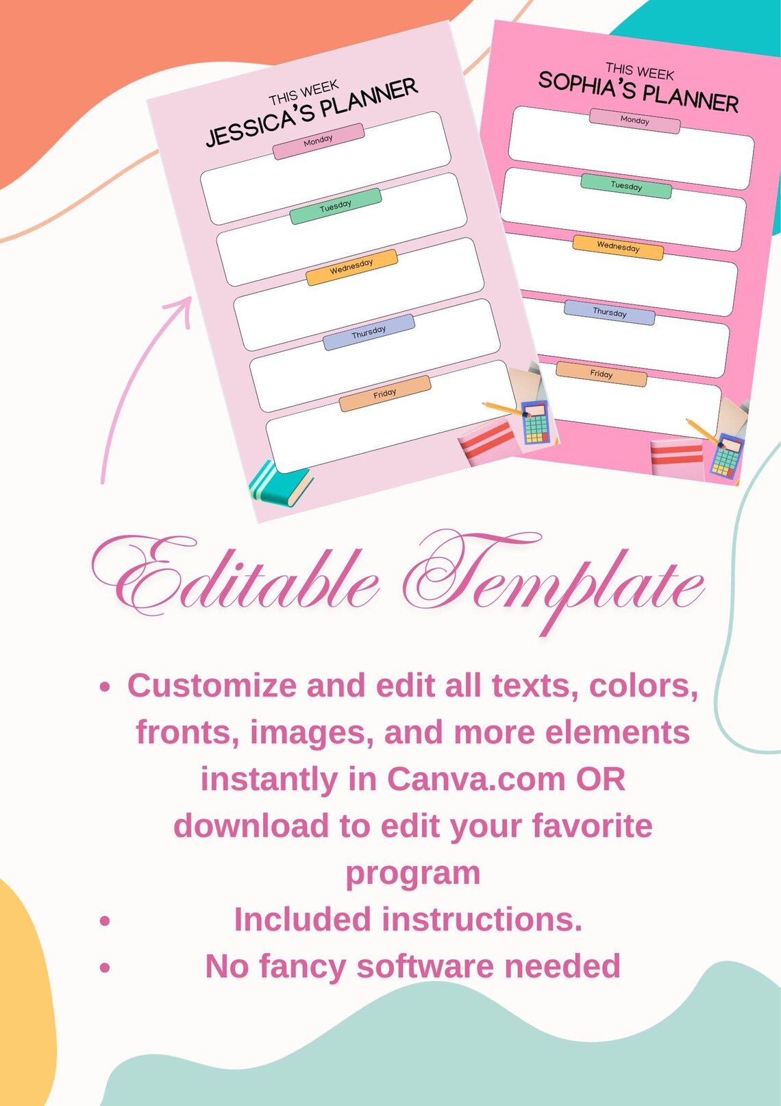 Weekly Planner Printable for Kids – Fun & Colorful Digital Download - Etsy