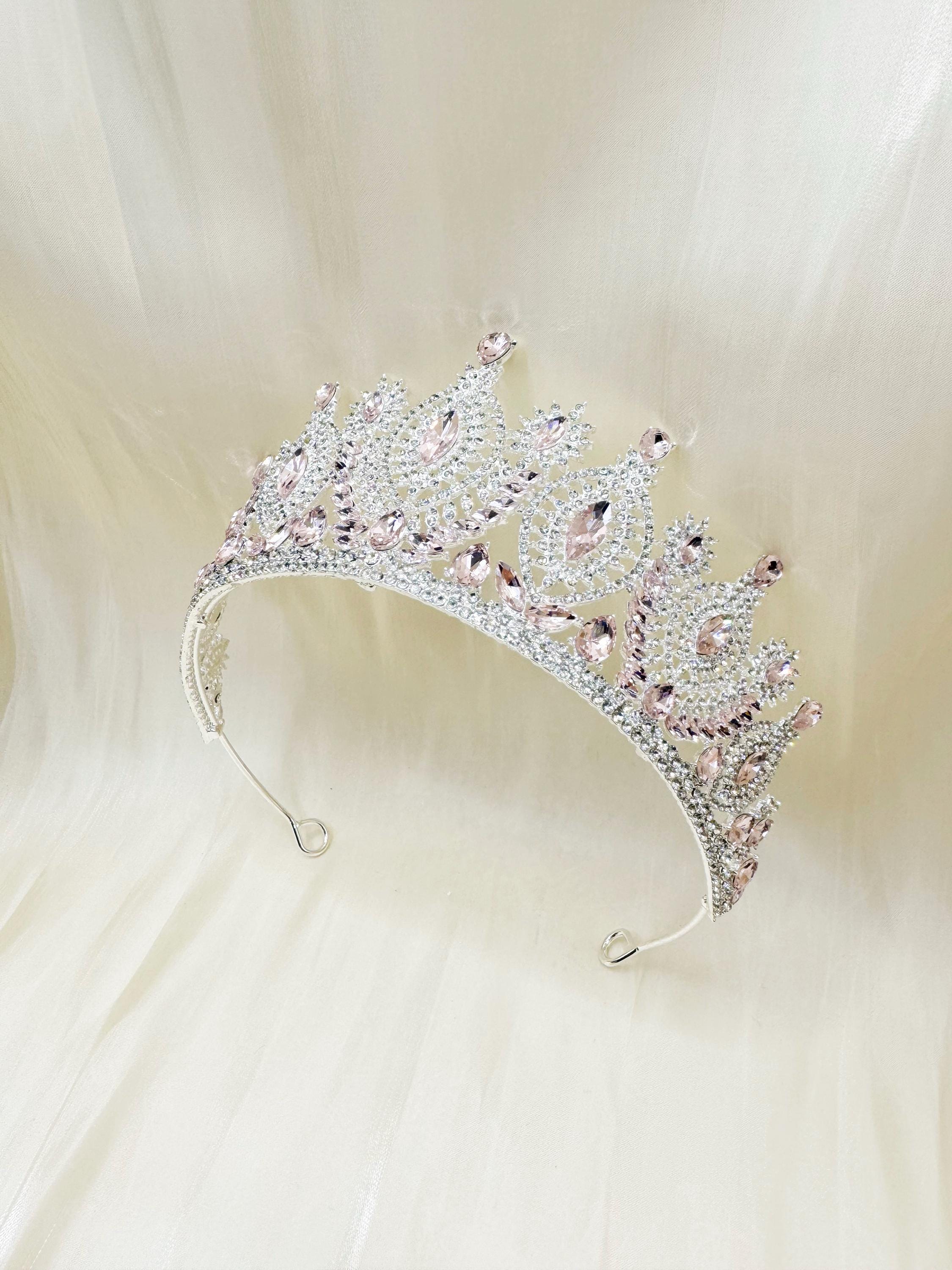 Majestic Pink Crystal Tiara With Teardrop and Marquise Rhinestones for ...