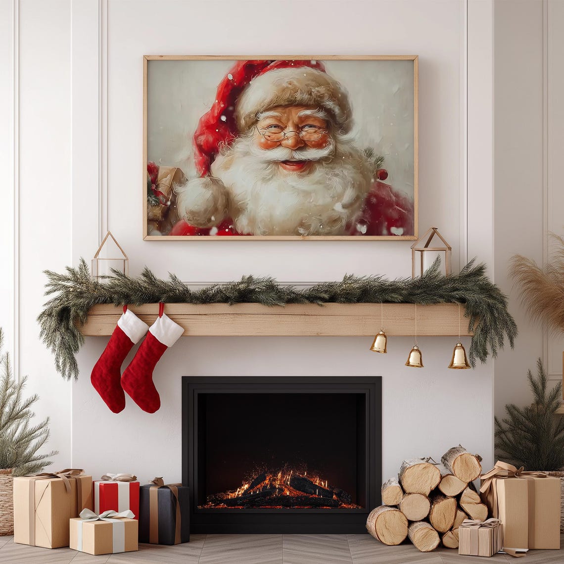 Vintage Santa Claus Portrait: Rustic Christmas Oil Painting (digital ...