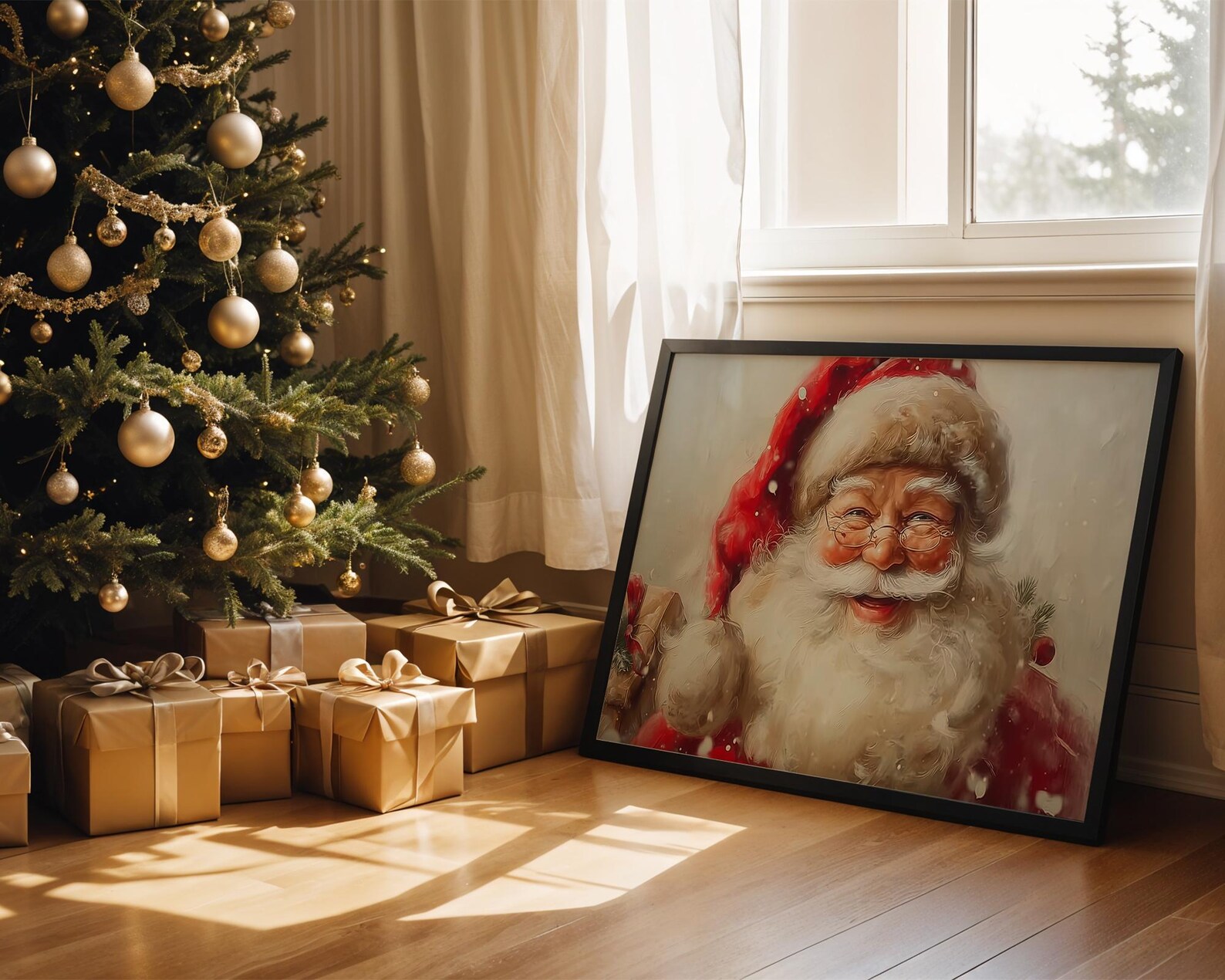 Vintage Santa Claus Portrait: Rustic Christmas Oil Painting (digital ...