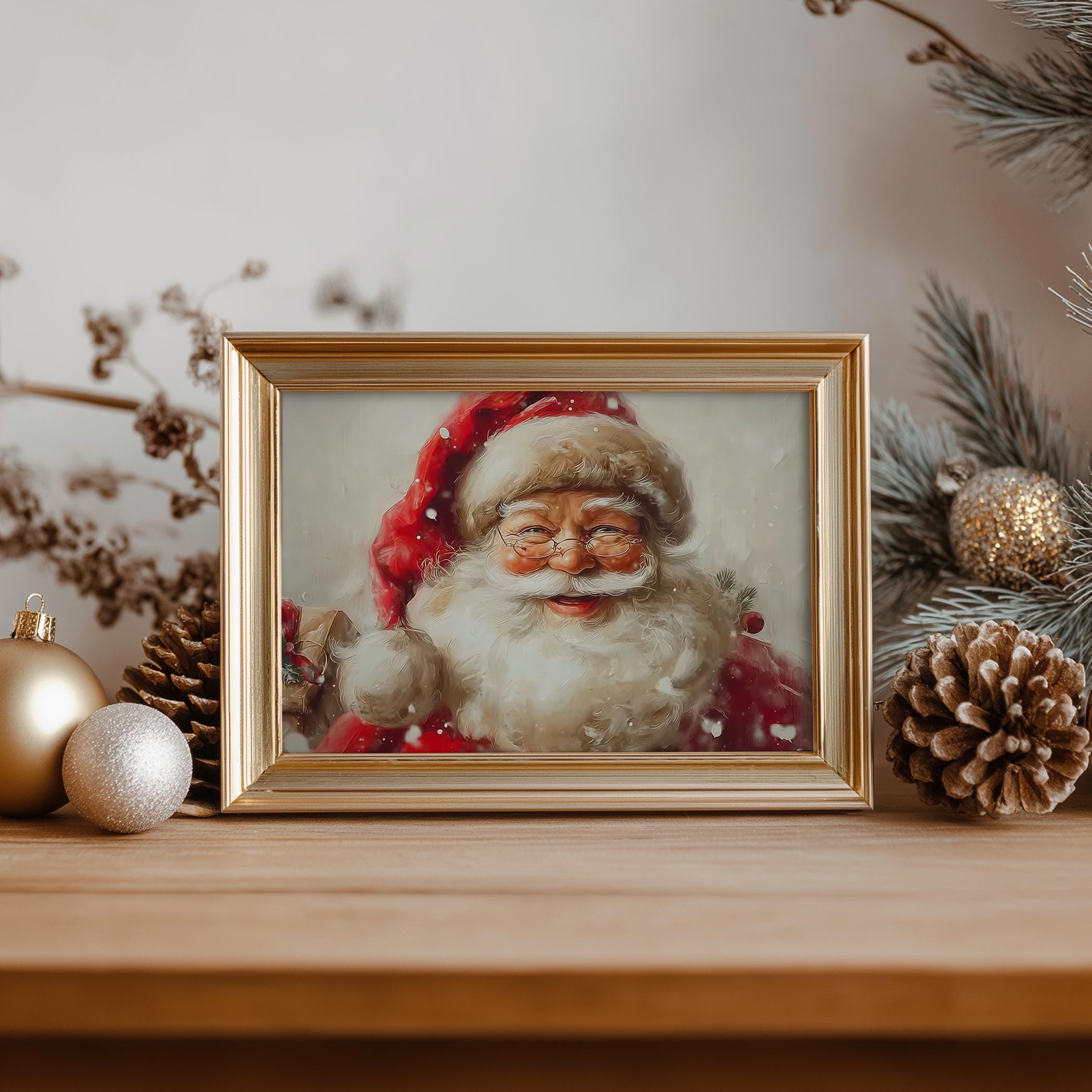 Vintage Santa Claus Portrait: Rustic Christmas Oil Painting (digital ...