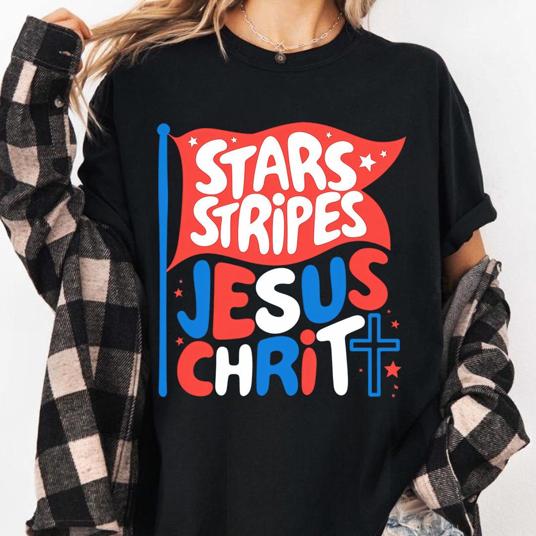 Stars Stripes Jesus Christ Png, Christian 4th of July Sublimation ...