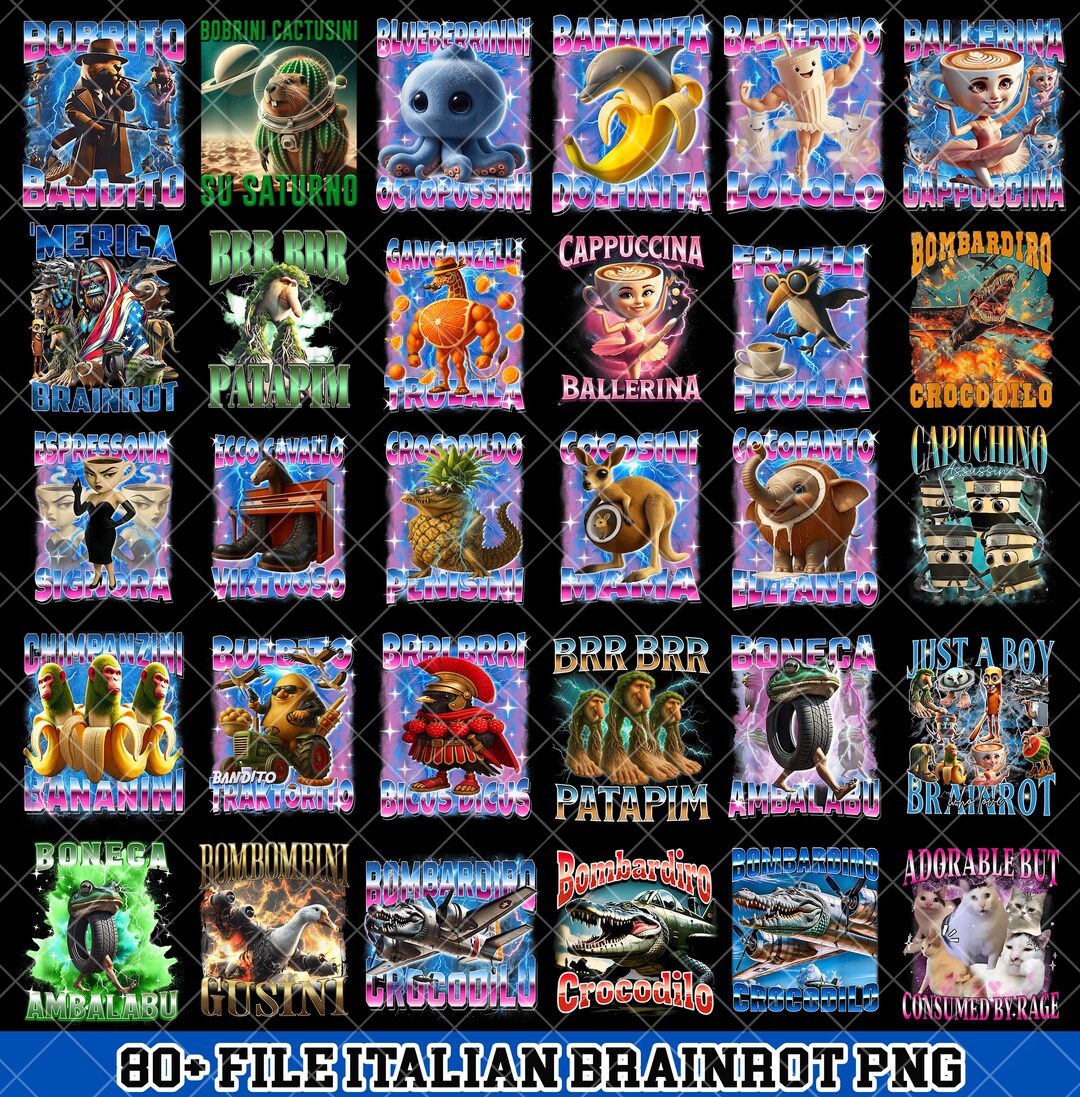 80+ Italian Brainrot Homage Png Bundle, Italian Brainrot Shirt Design ...