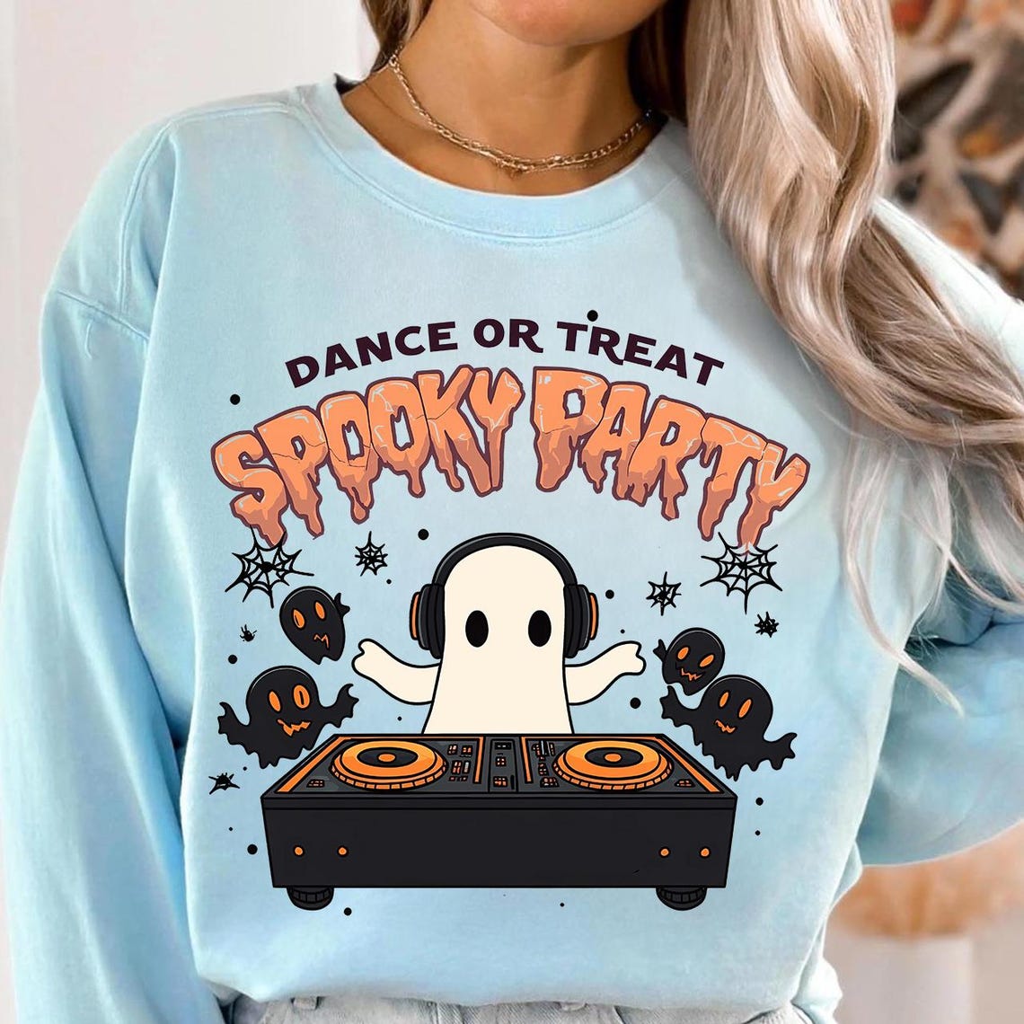Dance or Treat Spooky Party PNG, Cute DJ Ghost Halloween Design, Funny ...