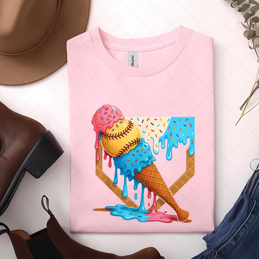 Baseball Sister Brother Drip Ice Cream Baseball Game Day Png, Baseball ...