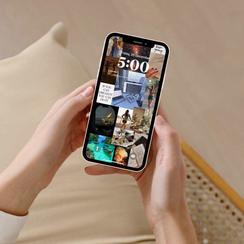 Editable Vision Board Phone Wallpaper Template for Goal Setting and ...