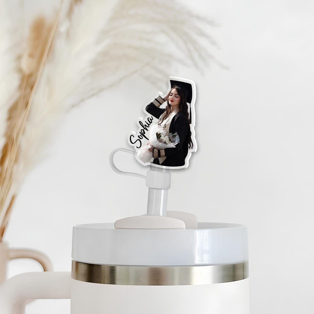 Personalized Face Graduate Stanley Straw Topper, Custom Picture Straw ...
