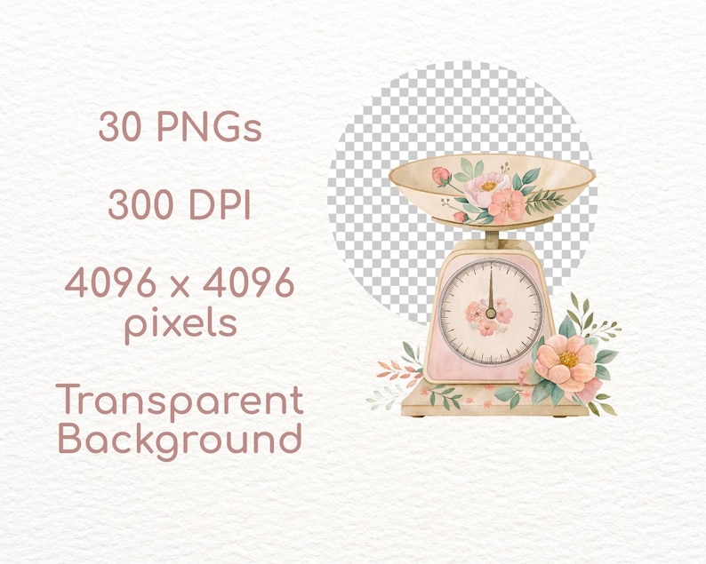 Kitchen Romance Coquette Clipart Vintage Baking Tea Objects Watercolor ...