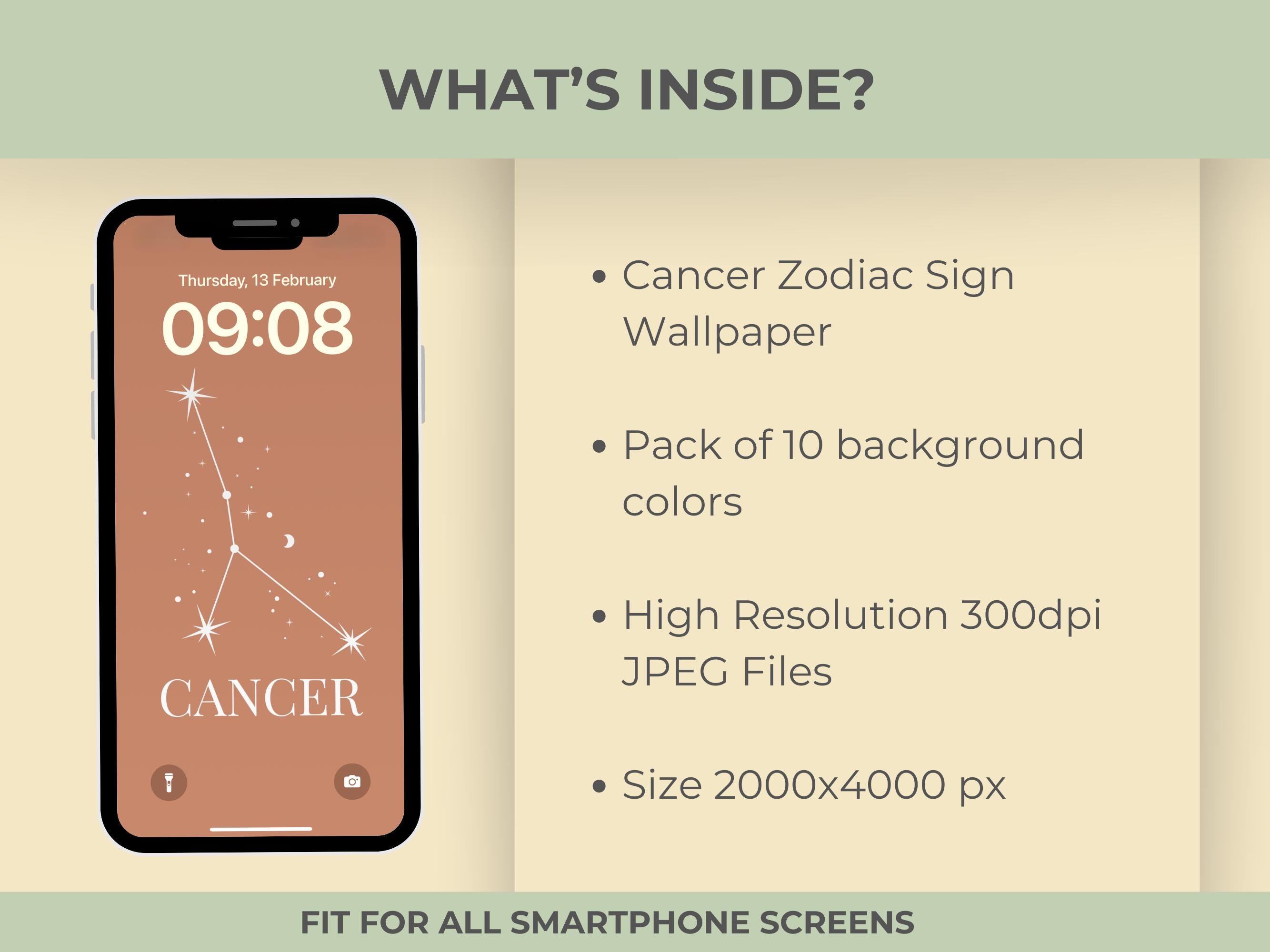 Cancer Phone Wallpapers Aesthetic, Zodiac Sign Backgrounds, Set of 10 ...