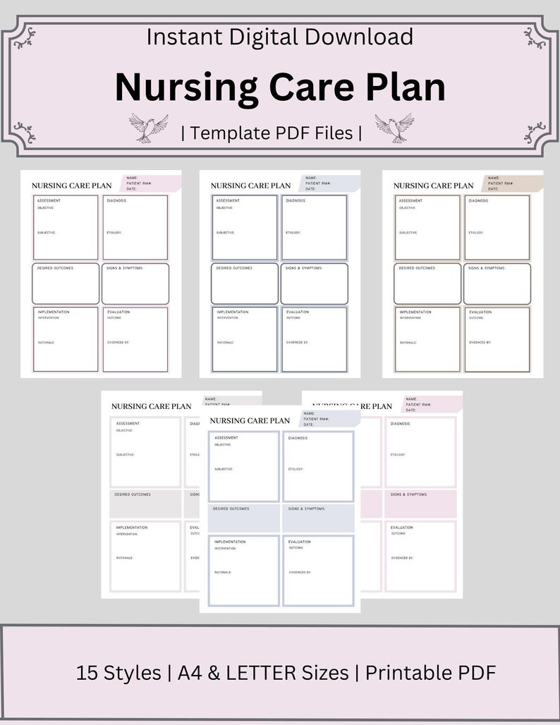 Nursing Care Plan Template, Printable Nursing Care Plan, Nurse Care ...