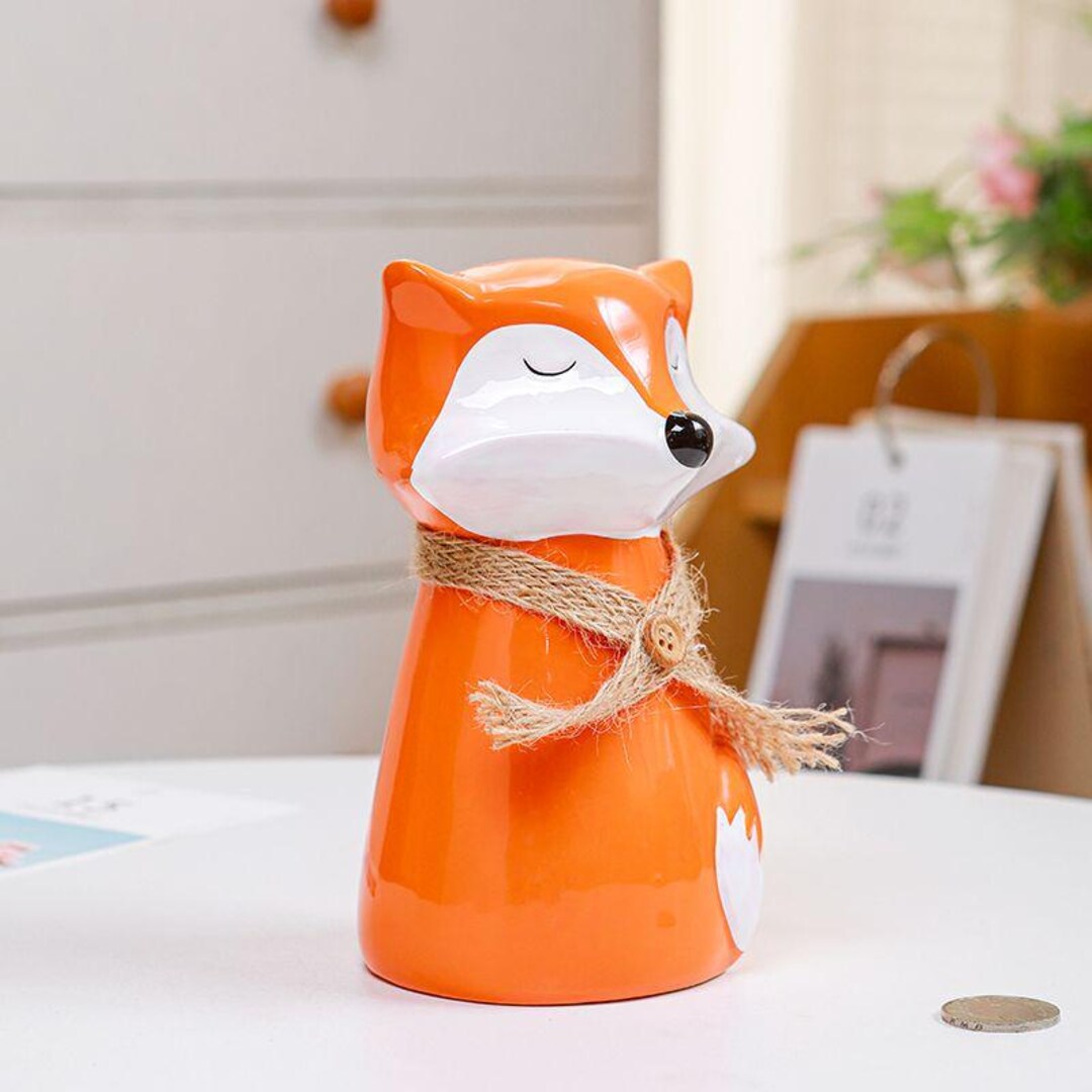 Ceramic Piggy Bank, Money Pot, Fox Shape Money Pot, Stylish Money Jar ...