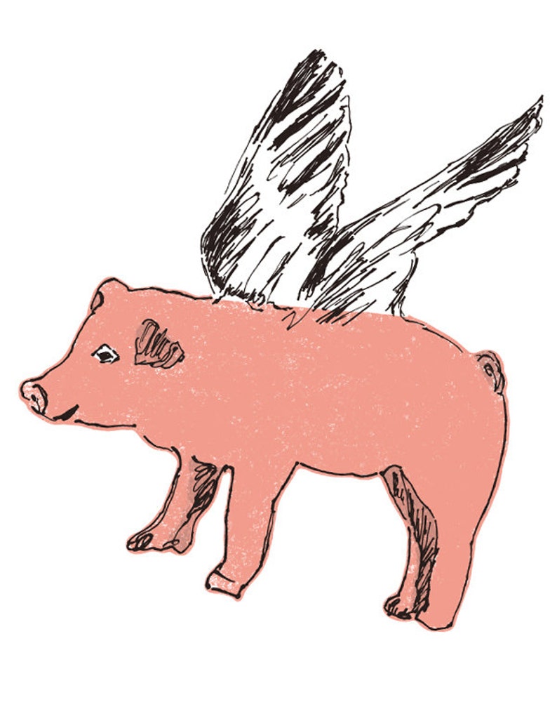 Flying Pig Wall Sticker - Etsy