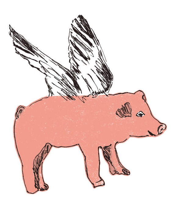 Flying Pig Wall Sticker - Etsy