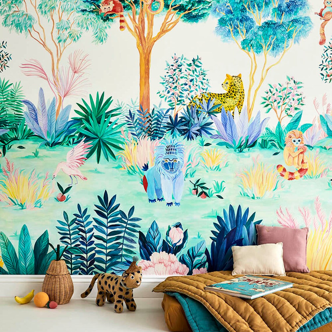 Jungle Wallpaper Mural Colour | Etsy UK