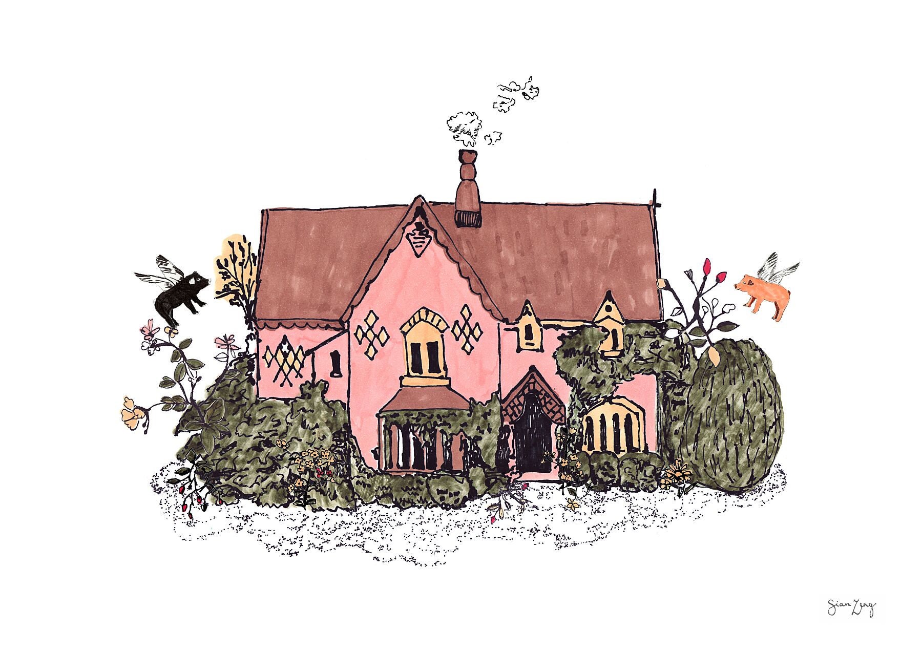 Enchanted Cottage Illustration Giclée Print Woodlands Collection - Etsy
