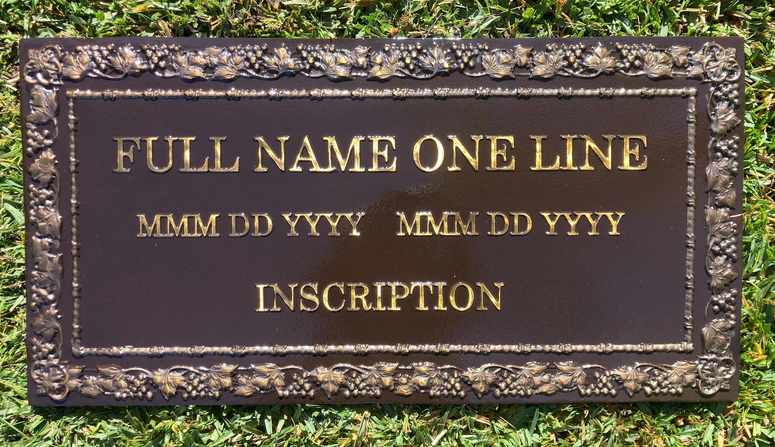 24"x14" Bronze Grave Marker, Flat Bronze Memorial Plaque, Cemetery ...