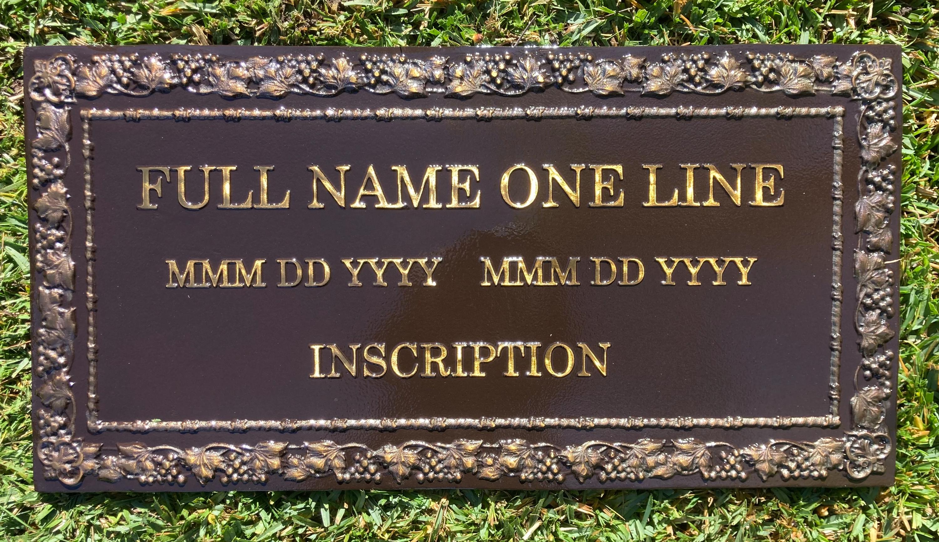 24"x14" Bronze Grave Marker, Flat Bronze Memorial Plaque, Cemetery ...