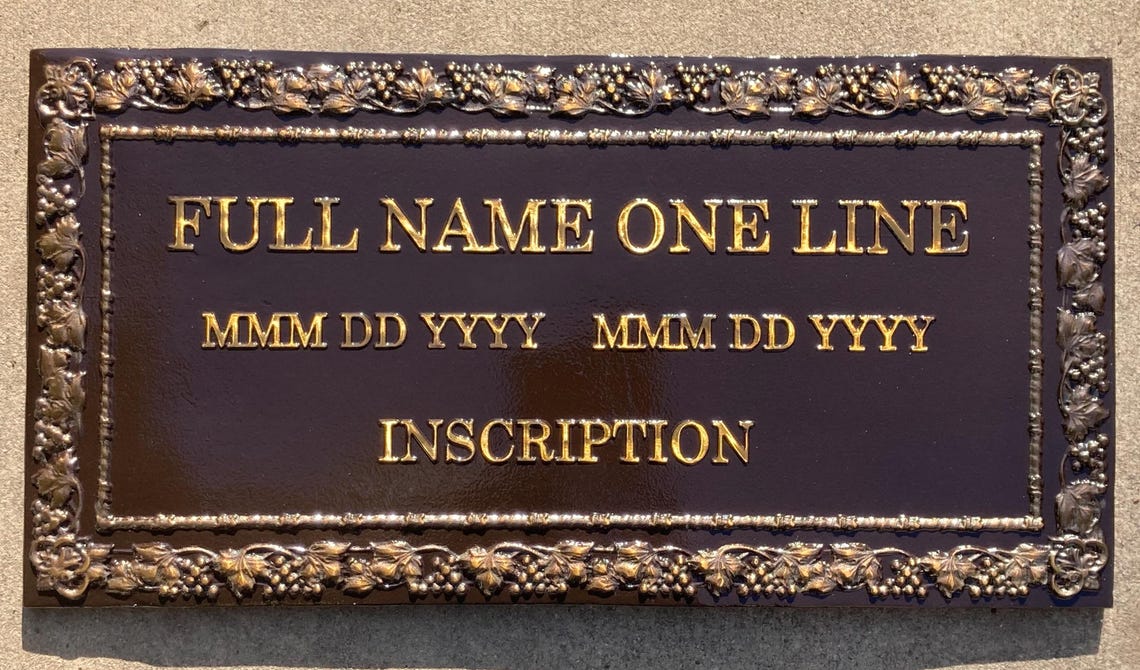 24"x14" Bronze Grave Marker, Flat Bronze Memorial Plaque, Cemetery ...