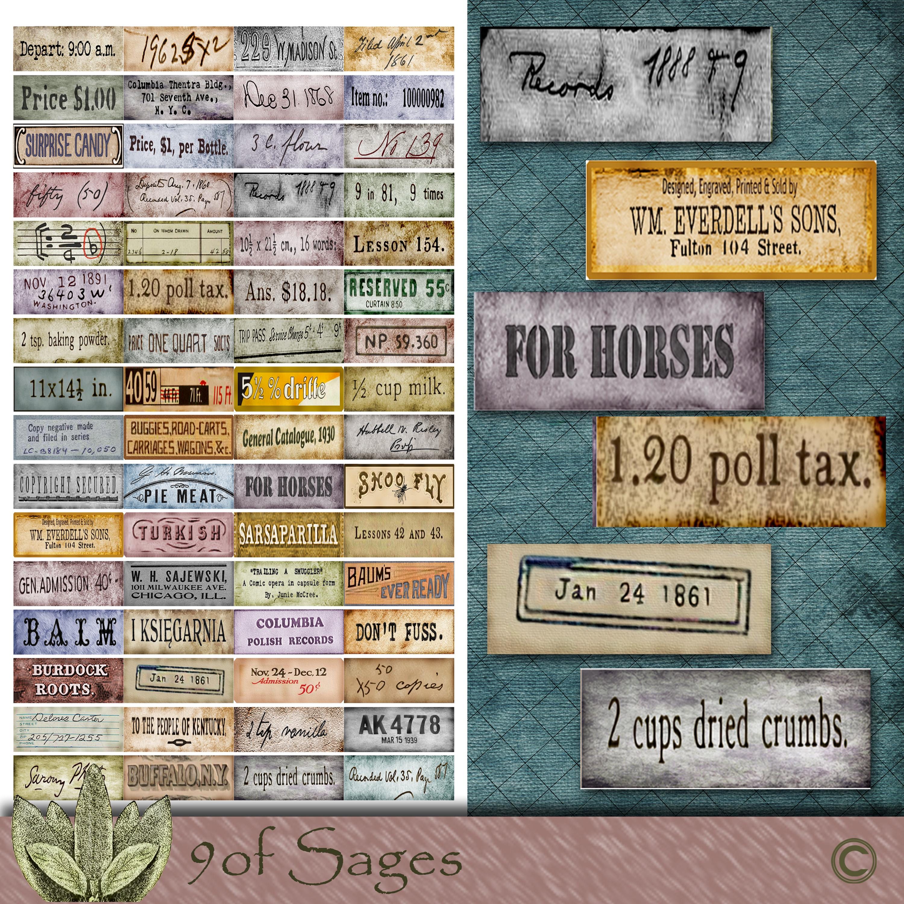Digital Vintage Labels for Every Craft Project, Authentic 1800s Text ...