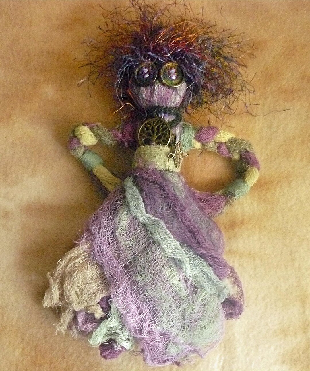 HATHOR, OOAK Voodoo Poppet, Fixed Colored Cheesecloth Dress, Eyelash ...