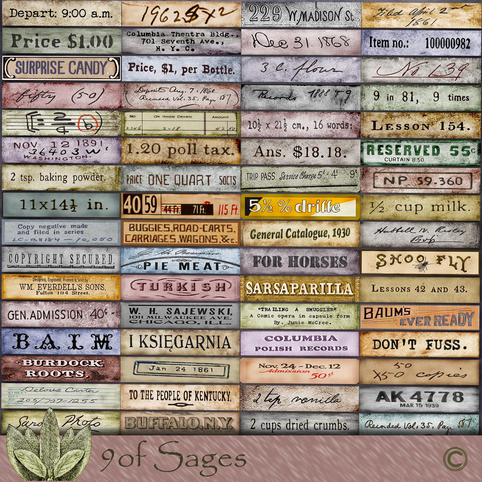 Digital Vintage Labels for Every Craft Project, Authentic 1800s Text ...
