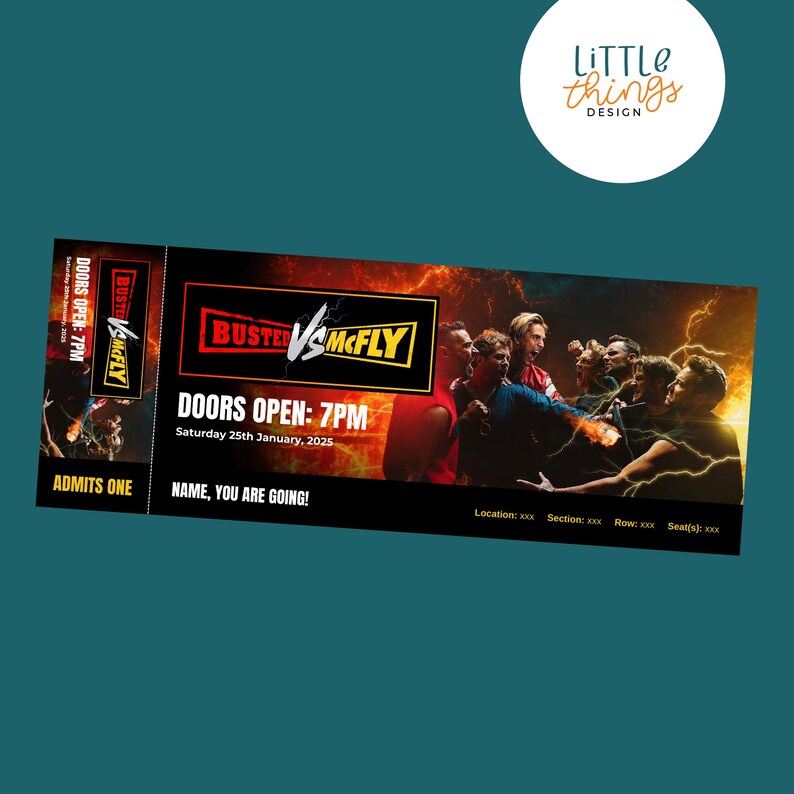 Busted Vs Mcfly Concert Printable Ticket Download Present Gift Template ...