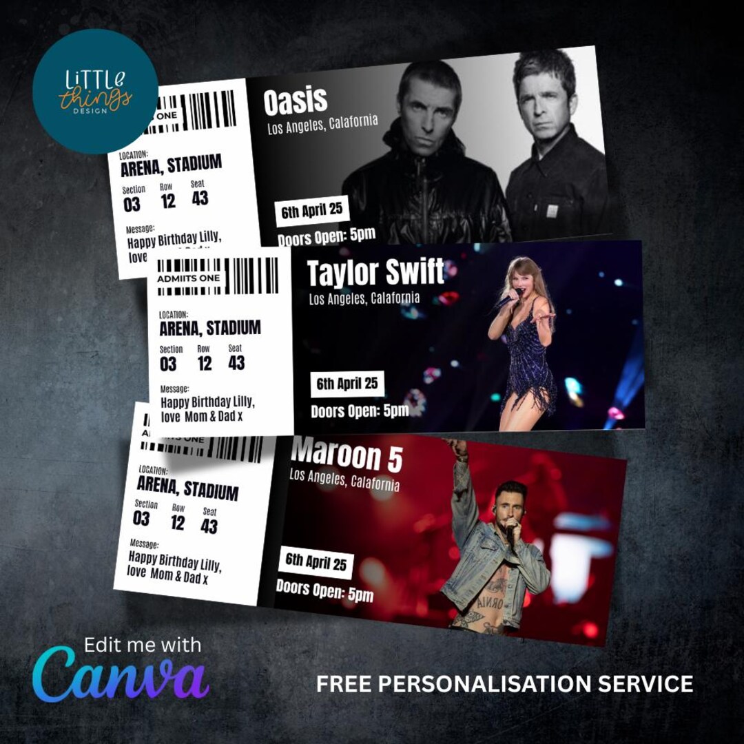 Editable Concert Ticket Template | Custom Concert Ticket | Printable ...