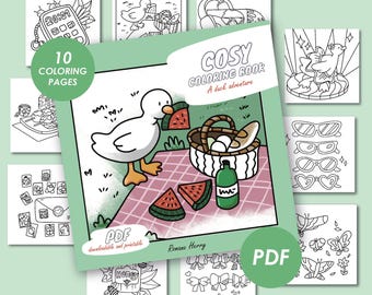 Cosy Coloring Page, 10 Cute Coloring Pages for Kids and Adults, PDF ...