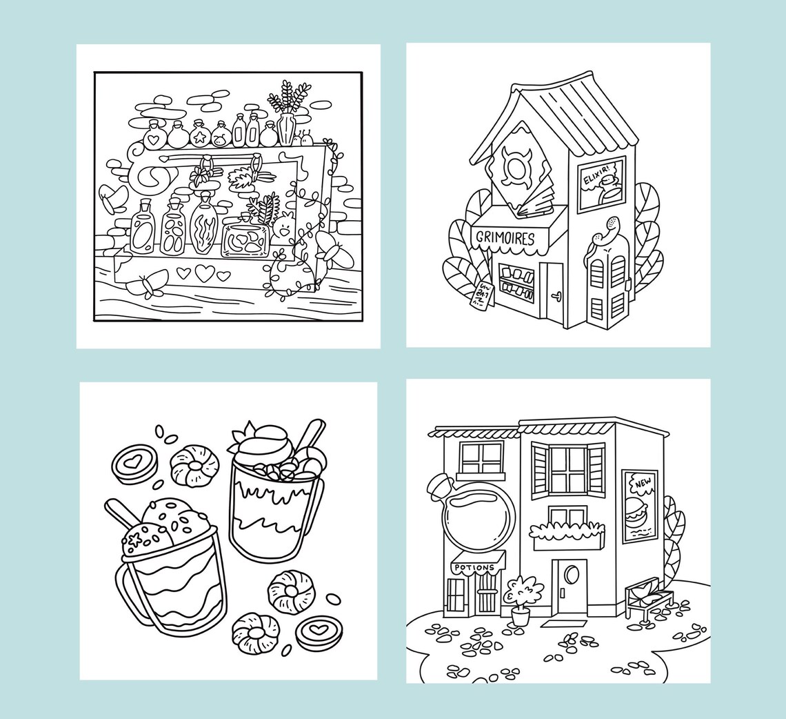 Cosy Coloring Page, 10 Cute Coloring Pages for Kids and Adults, PDF ...