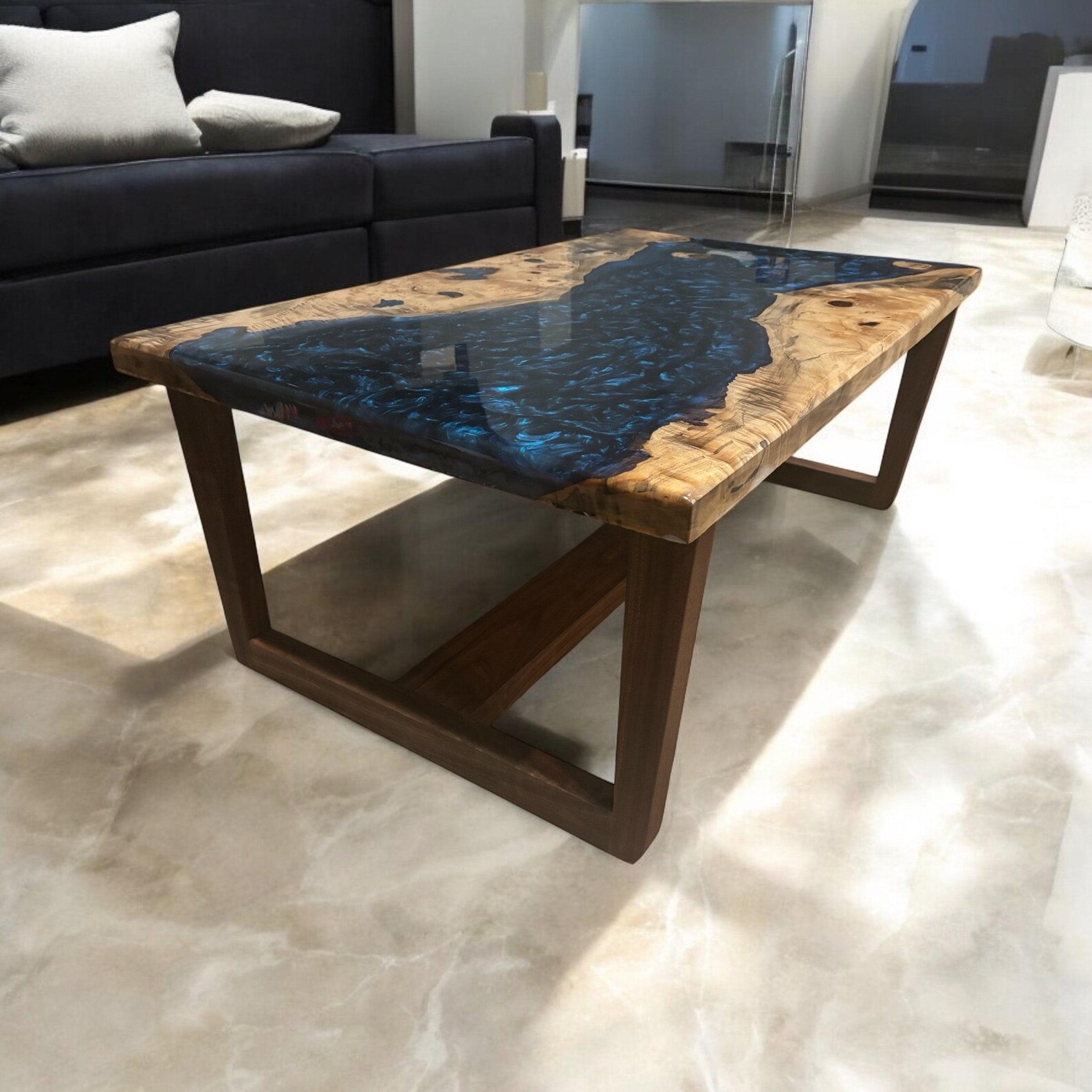Mappa Burl Live Edge Epoxy Table. Black Walnut Base. - Etsy