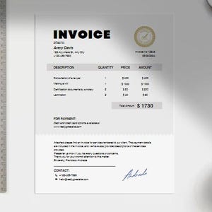 Editable Notary Invoice Template | Canva Digital Download for ...