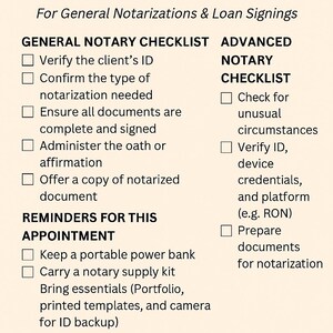 Essential Notary Checklist - Etsy
