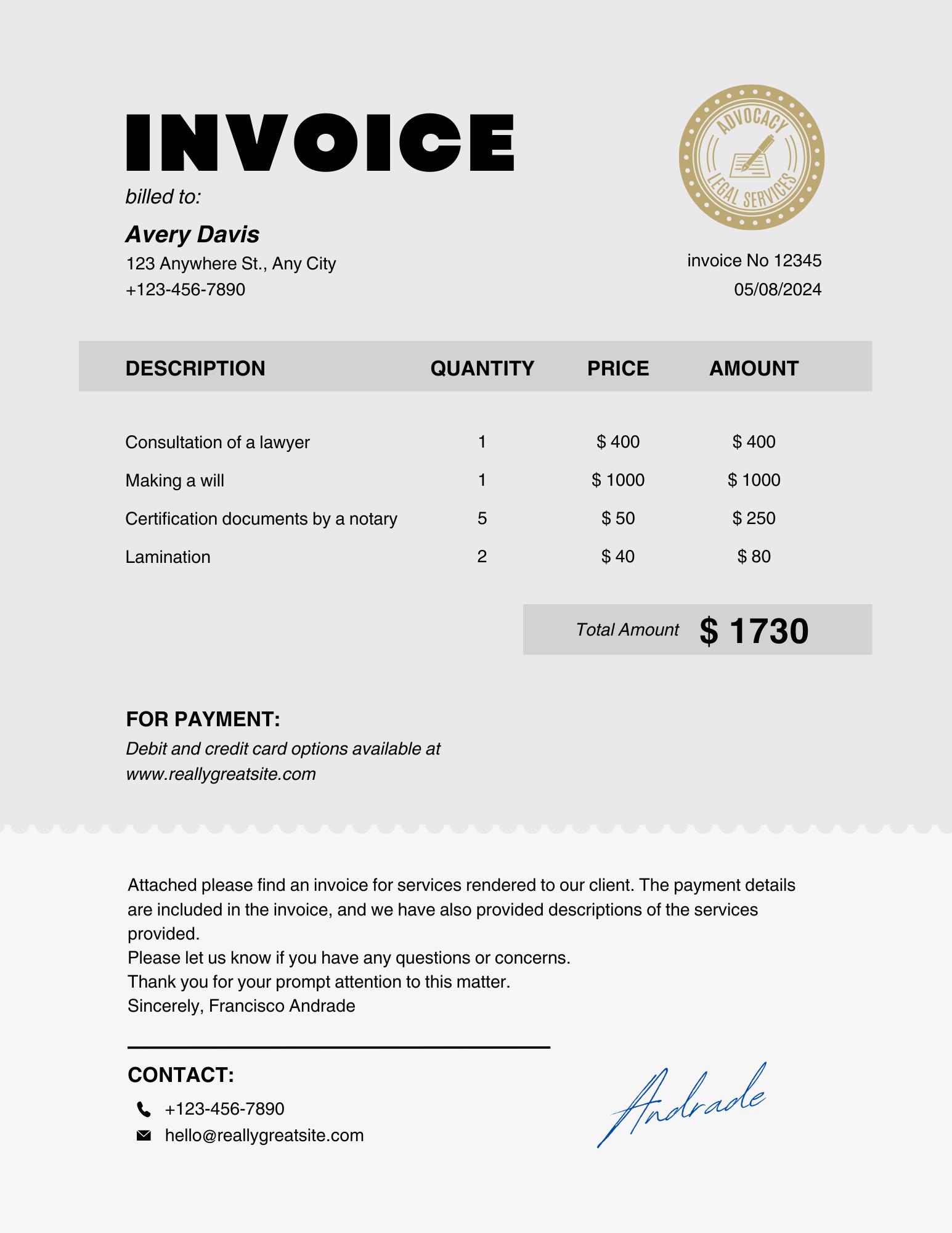 Editable Notary Invoice Template | Canva Digital Download for ...
