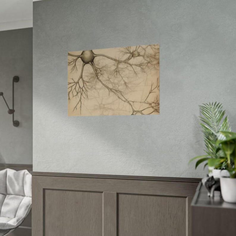 Neuron Wall Art, Science Poster Drawing, Brain Sketch Illustration ...