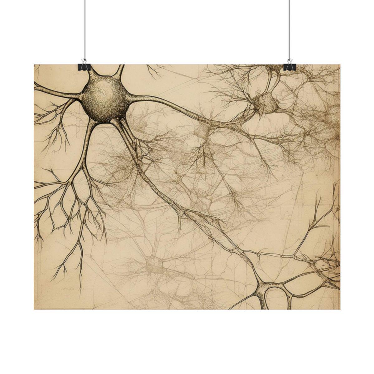 Neuron Wall Art, Science Poster Drawing, Brain Sketch Illustration ...