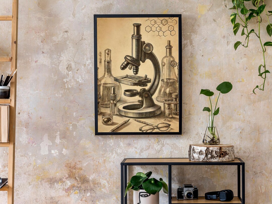 Rolled Posters, Microscope Sketch Design, Science Poster, Wall Art ...