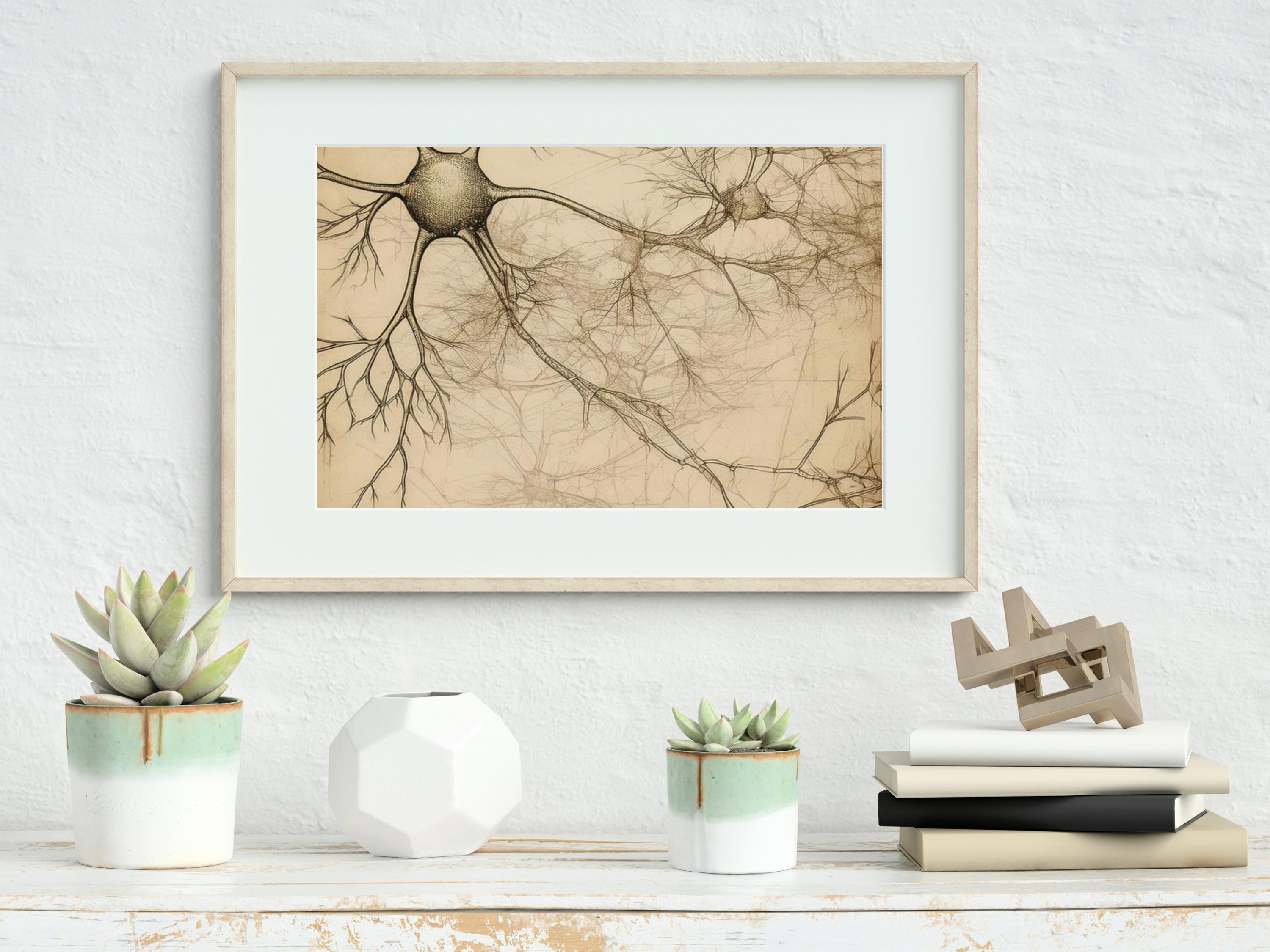 Neuron Wall Art, Science Poster Drawing, Brain Sketch Illustration ...