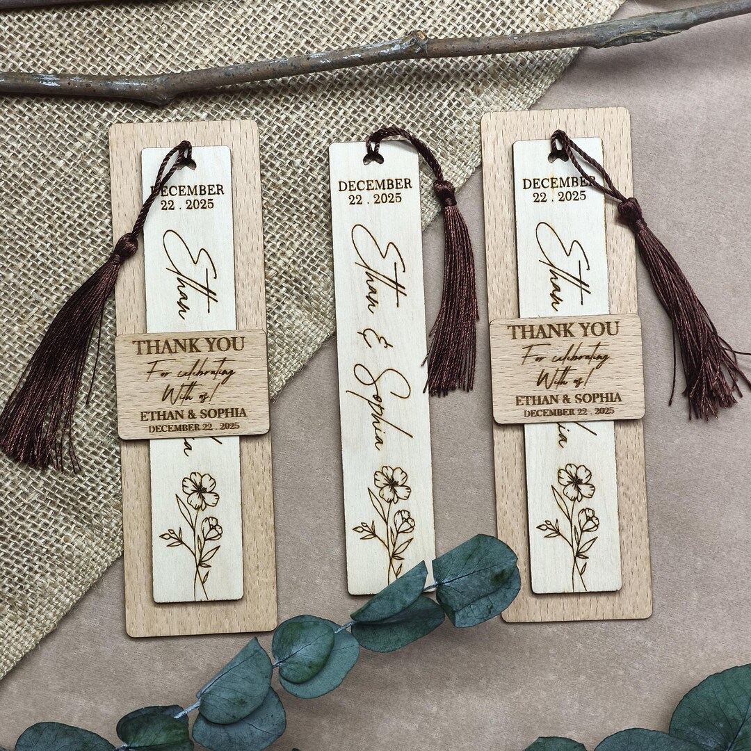 Set of Personalized Handmade Wooden Bookmarks With Tassel - Etsy UK
