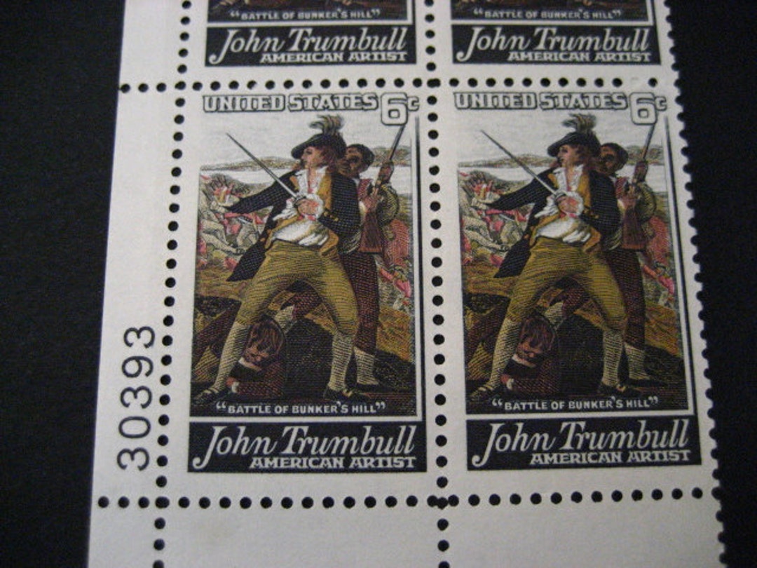 US Postage 1968 Scott No 1361 Battle Bunker Hill John Trumbull US Postage Stamps Mint Block 4~6c ...