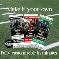 Physical Custom Football Game Ticket, Personalizable Printed Tickets to ...