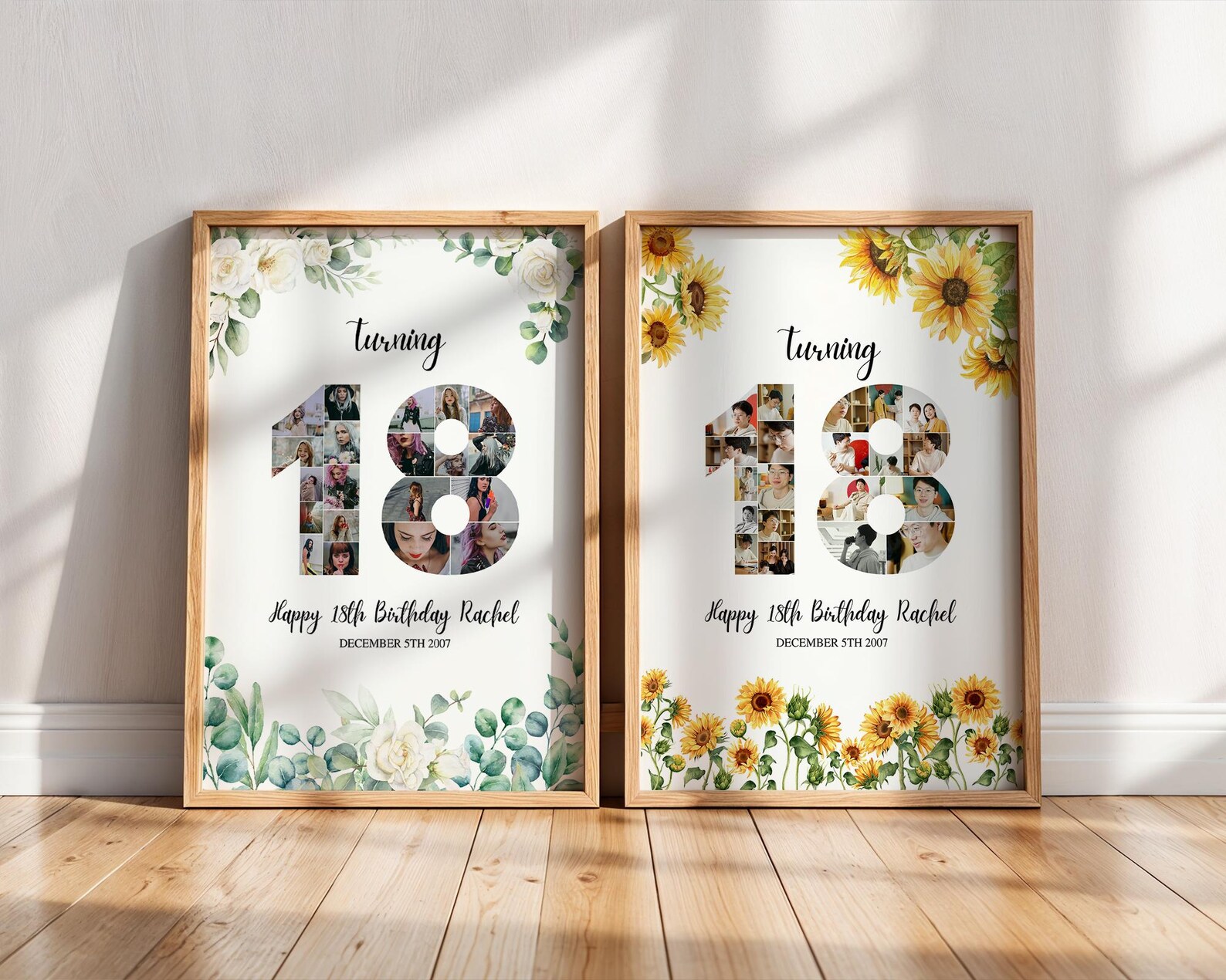 18th Birthday Photo Collage Template: Customizable Number 18, Canva ...